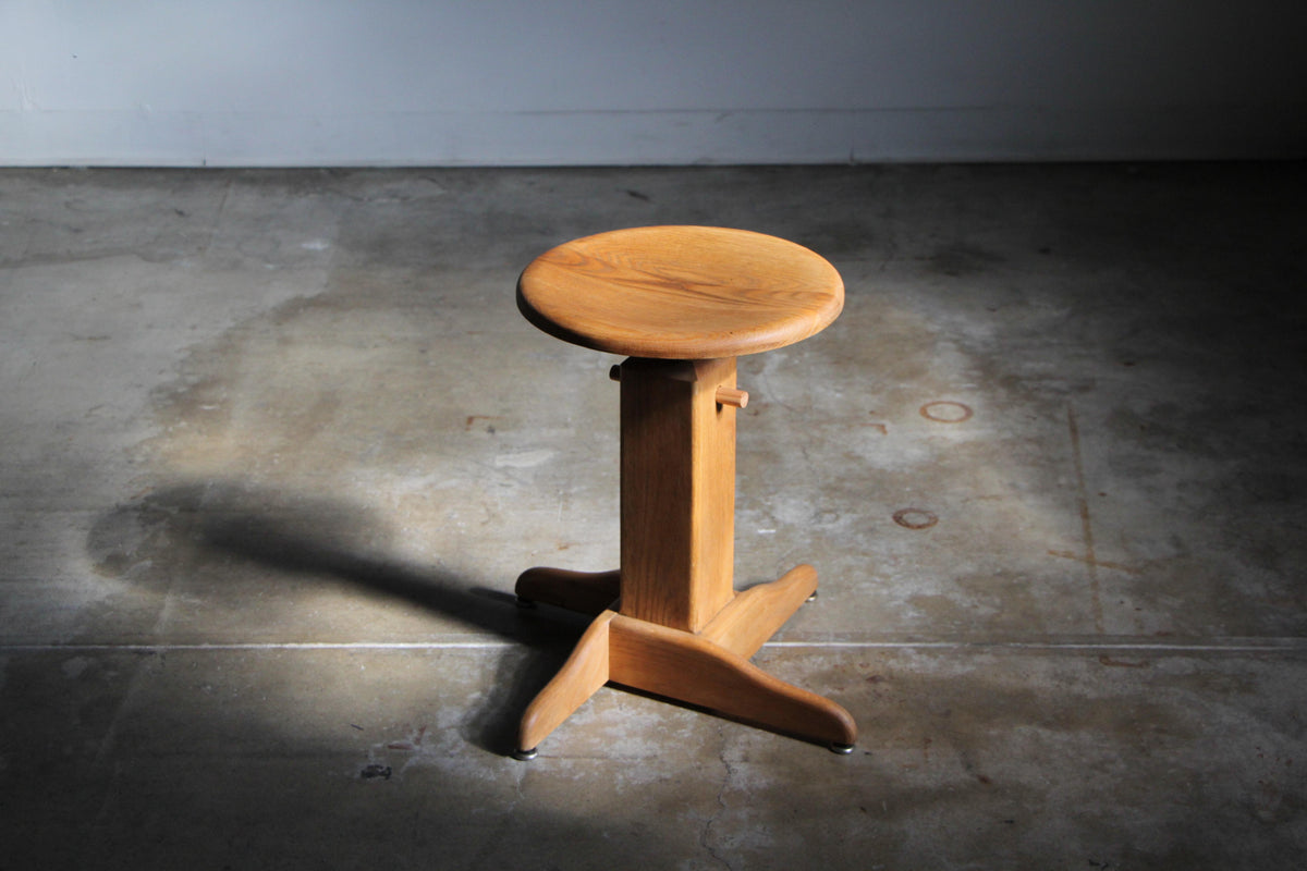Gerald McCabe Rare Adjustable Oak Stool, 1970s – Whatever Gallery